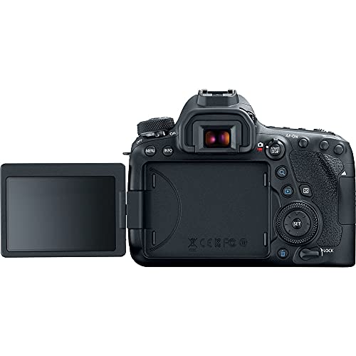 Canon EOS 6D Mark II DSLR Camera (Body Only) (1897C002), 64GB Memory Card, Case, Card Reader, Flex Tripod, Hand Strap, Cap Keeper, Memory Wallet, Cleaning Kit (Renewed)