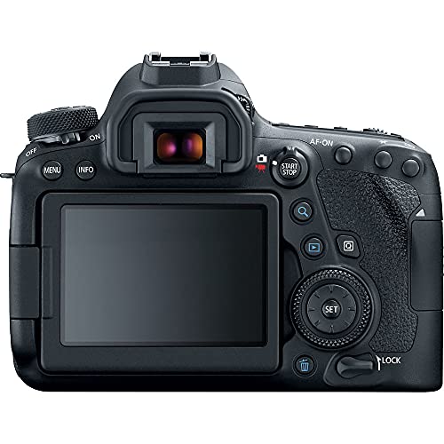 Canon EOS 6D Mark II DSLR Camera (Body Only) (1897C002), 64GB Memory Card, Case, Card Reader, Flex Tripod, Hand Strap, Cap Keeper, Memory Wallet, Cleaning Kit (Renewed)