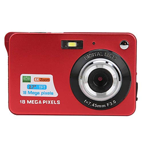 Digital Camera, 2.7 inch TFT LCD Display Pocket Camera, 18 Megapixel 8X Zoom Card Digital Camera, Support 32GB Memory Card, Builtin Microphone, with Lanyard/Storage Bag(red)