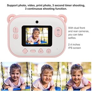 Shanrya Kids Video Digital Camera, Lovely Kids Digital Camera Dual Cameras Rechargeable for Birthday Gift for 3+