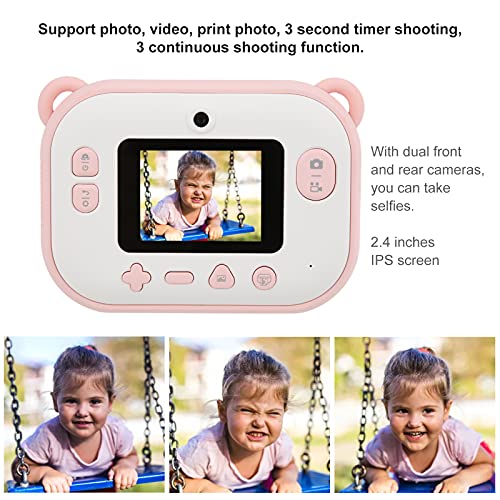 Shanrya Kids Video Digital Camera, Lovely Kids Digital Camera Dual Cameras Rechargeable for Birthday Gift for 3+