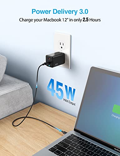 USB C Wall Charger, 45W Fast Charger TECKNET PD3.0 USB C Power Adapter Foldable Dual USB C Wall Charger Compatible with iPhone 14 Pro Max/14 Plus/13/12, iPad Pro, Pixel, Switch, Samsung Galaxy S23