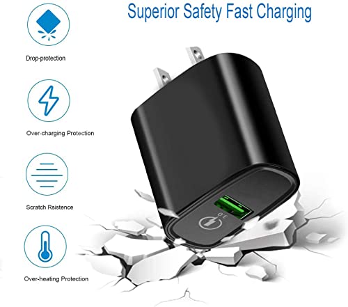 18W Fast Phone Charger for Moto G7 G8 Play Power,Z4 Z3,G Power,G Stylus,Edge Plus,G6/G6+,Z2 Z Force Droid Turbo,G7 Supra,Motorola One Action Hyper Zoom Vision,QC3.0 USB Wall Charger Adapter+6FTCable