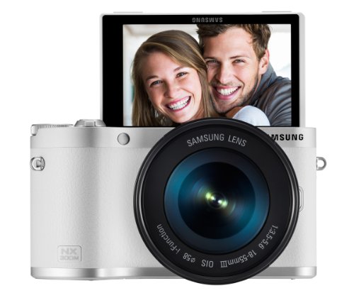 Samsung NX300M 20.3MP CMOS Smart WiFi & NFC Mirrorless Digital Camera with 18-55mm Lens and 3.3" AMOLED Touch Screen (White)