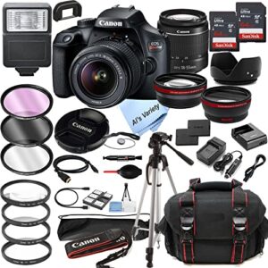 canon eos rebel t100 dslr camera w/ef-s 18-55mm f/3.5-5.6 zoom lens + 128gb memory + case + tripod + filters (36pc bundle) (renewed)