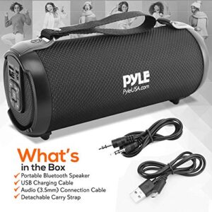 Pyle Wireless Portable Bluetooth Boombox Speaker - 100 Watt Rechargeable Boom Box Speaker Portable Music Barrel Loud Stereo System with AUX Input, MP3/USB/SD Port, Fm Radio, 2.5" Tweeter PBMSPG3BK