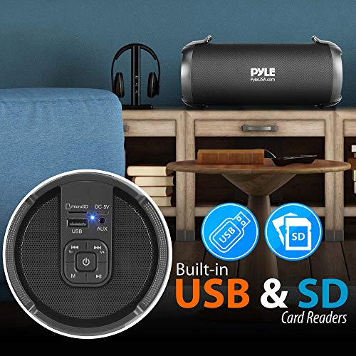 Pyle Wireless Portable Bluetooth Boombox Speaker - 100 Watt Rechargeable Boom Box Speaker Portable Music Barrel Loud Stereo System with AUX Input, MP3/USB/SD Port, Fm Radio, 2.5" Tweeter PBMSPG3BK