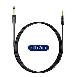 J&D 1/4 inch TS to 3.5mm TRS Cable, Heavy Duty Copper Shell 6.35mm 1/4 inch Male to 3.5 mm 1/8 inch Male Mono Interconnect Stereo Aux Jack Adapter Cable, 6.5 Feet