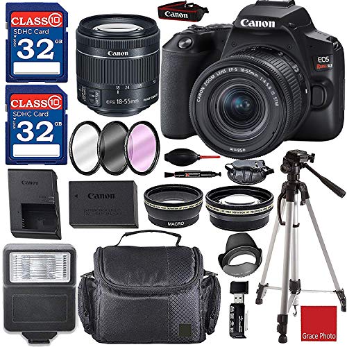 Rebel SL3 Digital SLR Camera Kit with EF-S 18-55mm f/4-5.6 is STM Lens (Black) and Premium Accessory Bundle