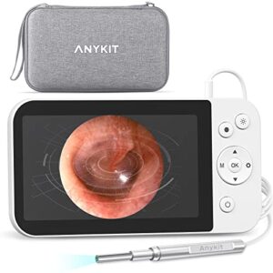 Anykit Digital Otoscope with 5 Inch IPS Screen, Visual Ear Cleaner with 3.9mm Ear Wax Removal Camera, 6 LED Lights, 32GB Card, Earwax Removal Tool, Storage Case, with 3 Pack of Ear Wax Removal Tool