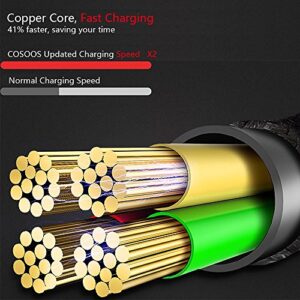 COSOOS 4 Short USB Cables (9in/23cm) Nylon Braided Fast Charging Syncing Power Cords Compatible for iPhone 14 Pro Max,14 Plus,14,13,12,11,XS,XR,X,8,iPad Air,cMini,Airpods, Pencil,Charging Station