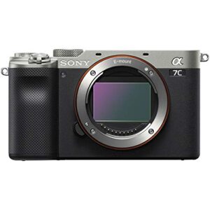 Sony a7C Mirrorless Full Frame Camera Alpha 7C Interchangeable Lens Body Only Silver ILCE7C/S Bundle with Deco Gear Case + Extra Battery + Flash + Filters + 64GB Card + Software Kit and Accessories