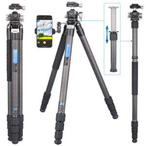 carbon fiber heavy duty tripod artcise 81” professional tripod for camera, 10-layer carbon fibre tube, 32.5mm leg with low profile tripod ball head for canon nikon sony, dslr slr digital camcorder