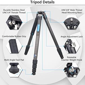 Carbon Fiber Heavy Duty Tripod ARTCISE 81'' Professional Tripod for Camera, 10-Layer Carbon Fibre Tube, 32.5mm Leg with Low Profile Tripod Ball Head for Canon Nikon Sony, DSLR SLR Digital Camcorder