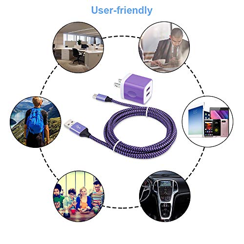 USB Wall Charger Phone Adapter Charging Block Brick Plug with 2Pack 6Ft Type C Charger Cable for Samsung Galaxy S23 S22 S21 S20 FE S10 S9 A03s A14 A13 A53 5G,Google Pixel 7 6 Pro 6a 5 4XL,LG Stylo 7 6