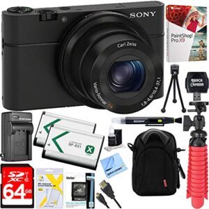 sony cyber-shot dsc-rx100 digital camera + 64gb sdxc memory dual battery kit + accessory bundle