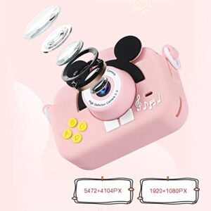 CHICIRIS Kids Cartoon Camera Toy, Multifunctional Comfortable Kids Photo Video Camera 2MP for Gifts(Pink)