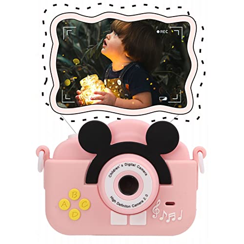 CHICIRIS Kids Cartoon Camera Toy, Multifunctional Comfortable Kids Photo Video Camera 2MP for Gifts(Pink)