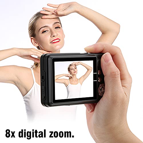 Digital Camera 8X Zoom Card Digital Camera 5 Mp 2.7In LCD Display Maximum Support 32Gb Memory Card Builtin Microphone(Black) Digital Camera (Black)