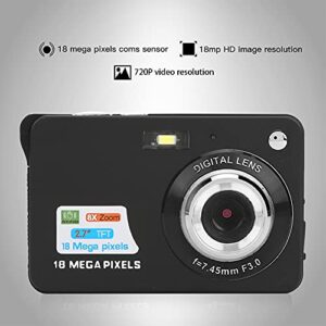 Digital Camera 8X Zoom Card Digital Camera 5 Mp 2.7In LCD Display Maximum Support 32Gb Memory Card Builtin Microphone(Black) Digital Camera (Black)