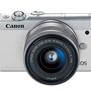 Canon EOS M100 Mirrorless Camera w/ 15-45mm Lens - Wi-Fi, Bluetooth, and NFC Enabled (White)