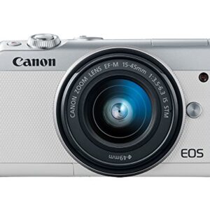 Canon EOS M100 Mirrorless Camera w/ 15-45mm Lens - Wi-Fi, Bluetooth, and NFC Enabled (White)