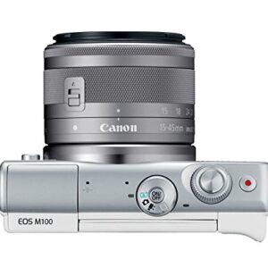 Canon EOS M100 Mirrorless Camera w/ 15-45mm Lens - Wi-Fi, Bluetooth, and NFC Enabled (White)