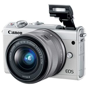 Canon EOS M100 Mirrorless Camera w/ 15-45mm Lens - Wi-Fi, Bluetooth, and NFC Enabled (White)