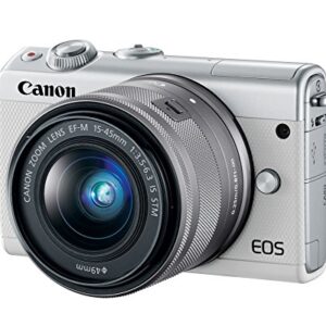 Canon EOS M100 Mirrorless Camera w/ 15-45mm Lens - Wi-Fi, Bluetooth, and NFC Enabled (White)