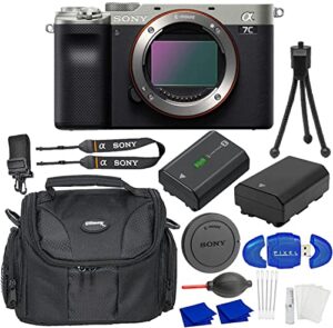 sony alpha a7c mirrorless digital camera bundle with extra battery, gadget bag, card reader, starter kit, blower & microfiber cloth