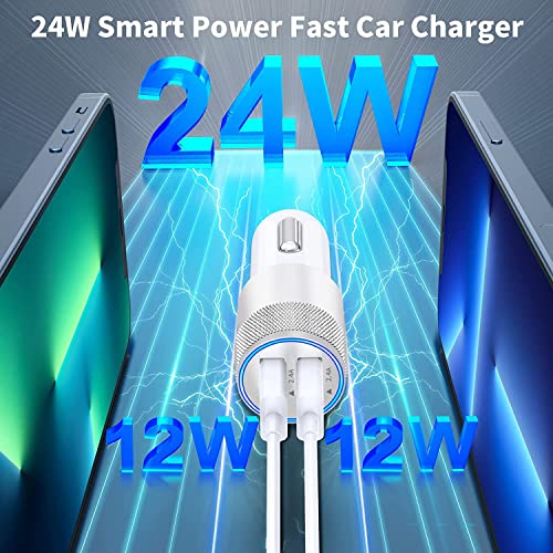 [Apple MFi Certified] iPhone Car Charger, 4.8A/24W Dual USB Car Fast Charger Power Rapid Adapter with 2Pack Lightning to USB Cable Quick Sync Charging for iPhone 13/12/11/XS/XR/X/8/7/SE/Airpods/iPad