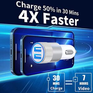 [Apple MFi Certified] iPhone Car Charger, 4.8A/24W Dual USB Car Fast Charger Power Rapid Adapter with 2Pack Lightning to USB Cable Quick Sync Charging for iPhone 13/12/11/XS/XR/X/8/7/SE/Airpods/iPad