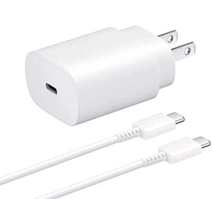 samsung usb-c super fast charging wall charger-25w pd charger adapter with type-c cable(5ft) for samsung galaxy s22/s22 ultra/s22+/s21/s21+/s21 ultra/s20/s20+/s20 ultra/note 20 ultra（white）