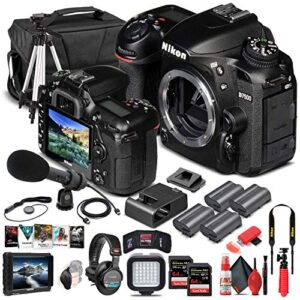 nikon d7500 dslr camera (body only) (1581) + 4k monitor + pro headphones + pro mic + 2 x 64gb memory card + case + corel photo software + pro tripod + 3 x en-el 15 battery + more (renewed)