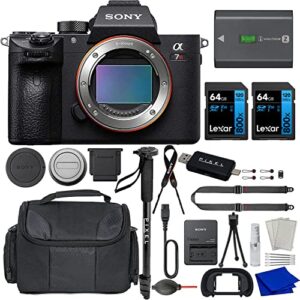 sony alpha 7r iii a (ilce-7rm3a) (latest model) mirrorless digital camera with 2x 64gb sdxc memory card, peak design strap, gadget bag, monopod + more