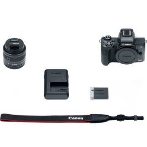 Canon EOS M50 15-45mm f/3.5-6.3 is STM Mirrorless Digital Camera + Sunshine Advanced Bundle