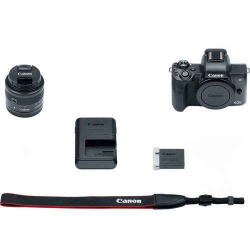 Canon EOS M50 15-45mm f/3.5-6.3 is STM Mirrorless Digital Camera + Sunshine Advanced Bundle