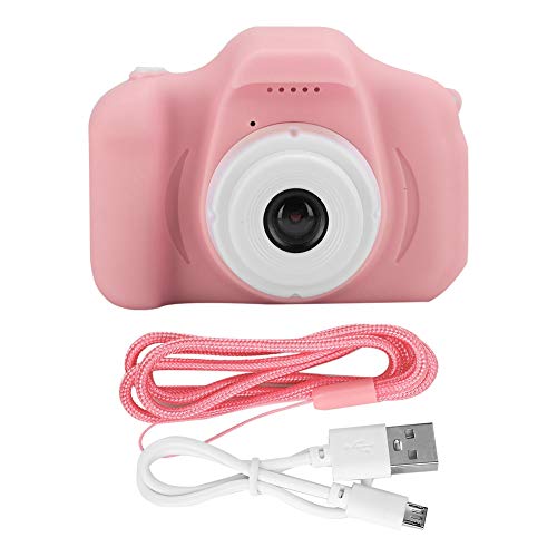 Mini Digital Camera, Children Eye-Friendly and Cear HD Cartoon Camera DIY Photos Video Recording, with 2.0in IPS Screen, Photo Frames, for Kids(Pink)