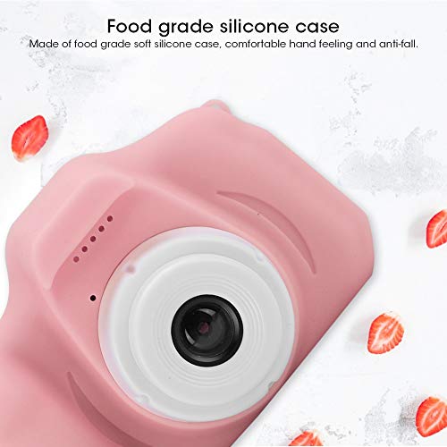 Mini Digital Camera, Children Eye-Friendly and Cear HD Cartoon Camera DIY Photos Video Recording, with 2.0in IPS Screen, Photo Frames, for Kids(Pink)