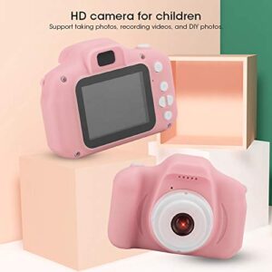 Mini Digital Camera, Children Eye-Friendly and Cear HD Cartoon Camera DIY Photos Video Recording, with 2.0in IPS Screen, Photo Frames, for Kids(Pink)