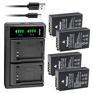 kastar 4-pack battery and ltd2 usb charger replacement for nikon coolpix p950, nikon coolpix p1000, nikon coolpix a, nikon 1 aw1, nikon 1 j1, nikon 1 j2, nikon 1 j3, nikon 1 s1, nikon 1 v3 cameras