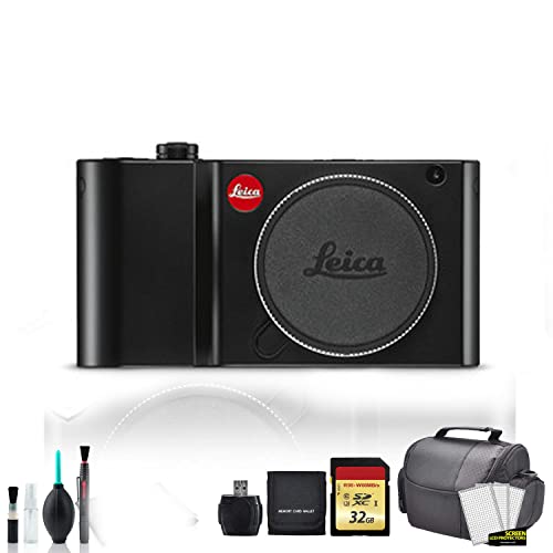 Leica TL Mirrorless Digital Camera (Black) Bundle with 32 GB Memory Card + LCD Screen Protectors + SD Card USB Reader and More