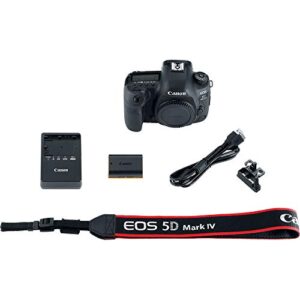 Canon EOS 5D Mark IV DSLR Camera (Body Only) (1483C002), 4K Monitor, Pro Headphones, Pro Mic, 2 x 64GB Memory Card, Case, Corel Photo Software, Tripod, 3 x LPE6 Battery + More (Renewed)