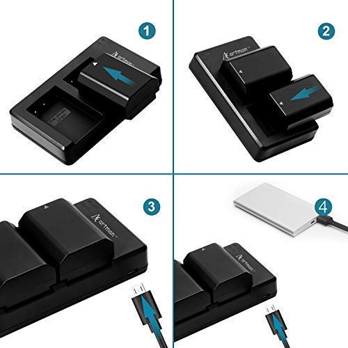 Artman NP-FZ100 Battery and Dual USB Charger for Sony Z Series Alpha A7 III A7 IV A7R III A7R IV A7S III A7C, A6600, A9 A9II A9R A9S A7R3, FX3, A1 Camera (2280mah)