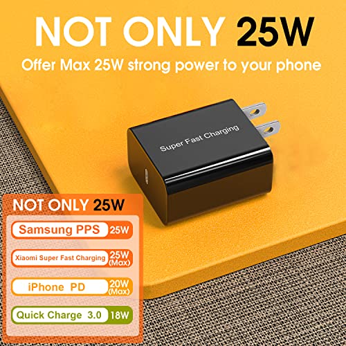 25W USB C Wall Charger and Cable for Samsung Galaxy A14 A13 A53 5G S22 S23 Plus Ultra S21 S20 FE 5G,Note 10 20,A23 A52 A71 A54 A24,Google Pixel 7 6/6 Pro 4A 5,Super Fast Charging Block/Power Adapter