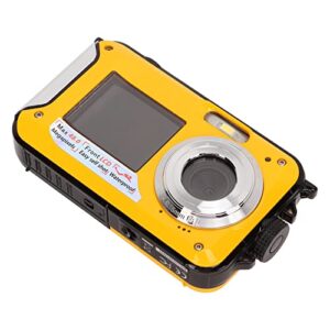 Waterproof Digital Camera, Micro USB 2.0 Full HD Double Screens Waterproof Digital Camera for Photograph Yellow