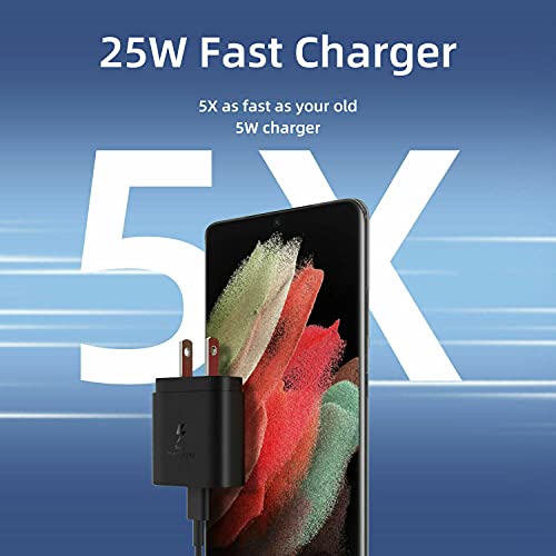 Super Fast Charger Type C |2 Pack |Type C 25W Wall Charger + USB C to USB C Fast Charging Cable for Samsung Galaxy S21 charger/S21+/S21 Ultra/S20/S20+/S20 Ultra/Note 20/Note 20 Ultra/Note 10/Note10