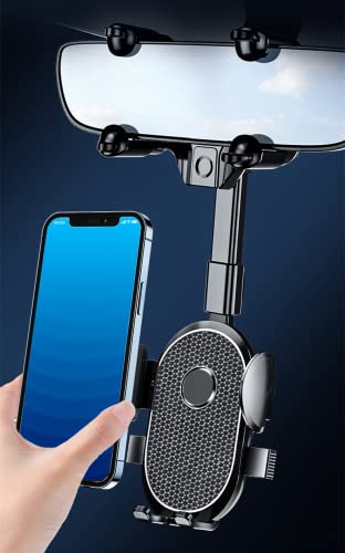 DUCTIAIARY 【2 Generation Upgrade】 Phone Mount for Car丨Adjustable Rearview Cell Mount丨360°Rotatable and Retractable Car Phone Holder, Universal Mirror Phone Holder for All Mobile Phones - More Stable