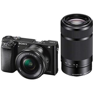 Sony Alpha a6000 Mirrorless Camera with 16-50mm and 55-210mm Lenses ILCE6000Y/B FE 85mm Lens, Soft Bag, Additional Battery, 64GB Memory Card, Card Reader, Plus Essential Accessories