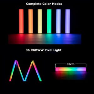 Aputure MT Pro RGB Light Wand 7.5W Output Bi-Color 2000K -10000KPixel-Mappable RGBWW Mini LED Tube Support Sidus Link App/DMX/RDM Control (30cm)